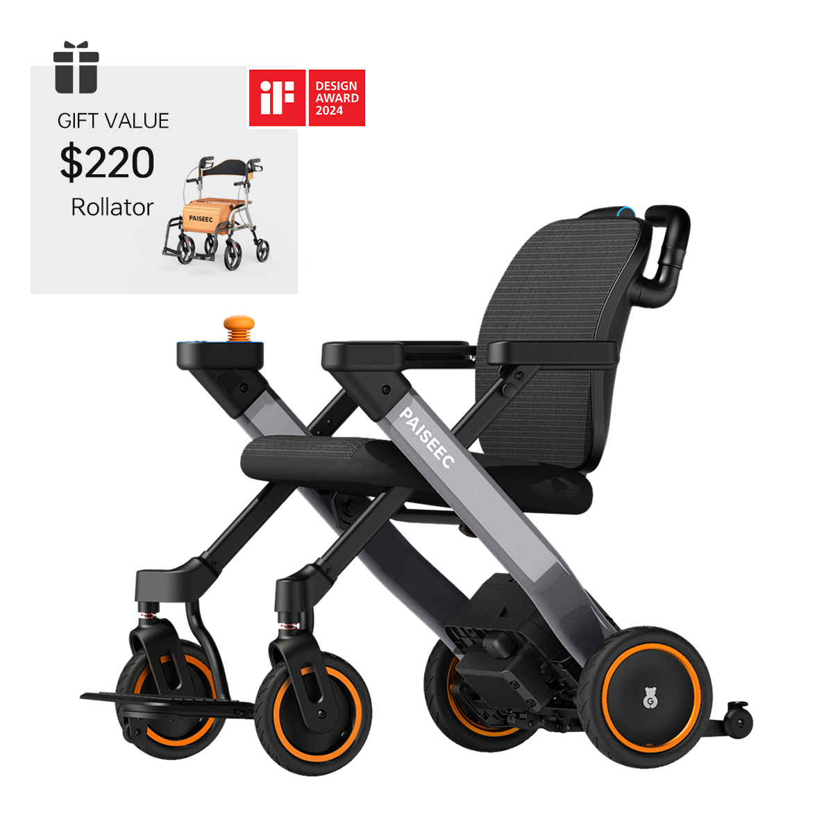 Power Wheelchair Lightweight Foldable Paiseec